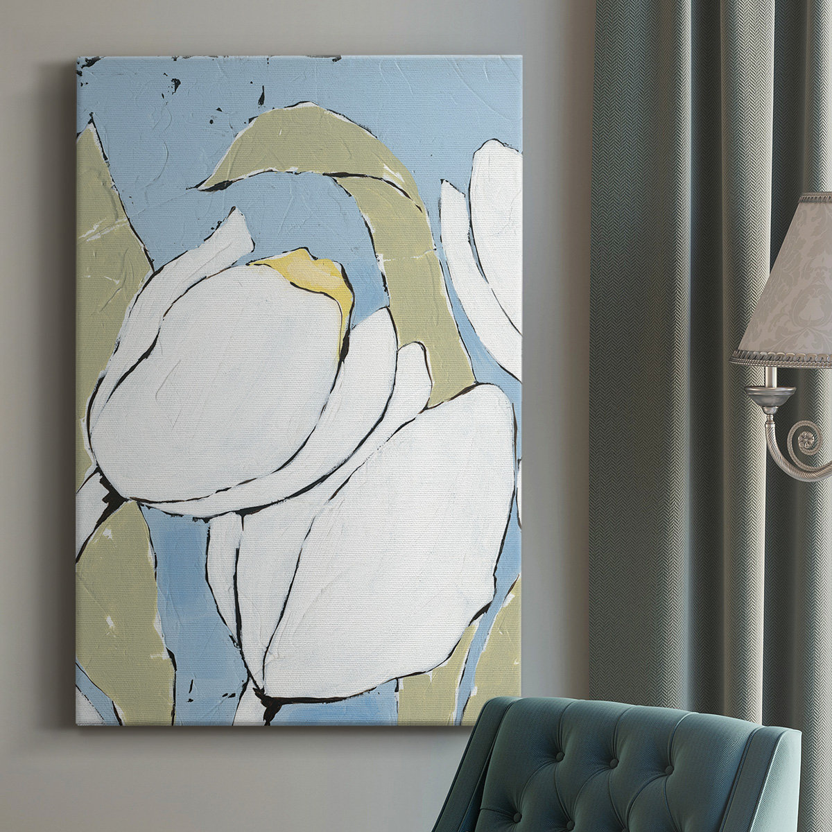 Red Barrel Studio White Tulip Triptych II White Tulip Triptych II - Wrapped Canvas Painting ...